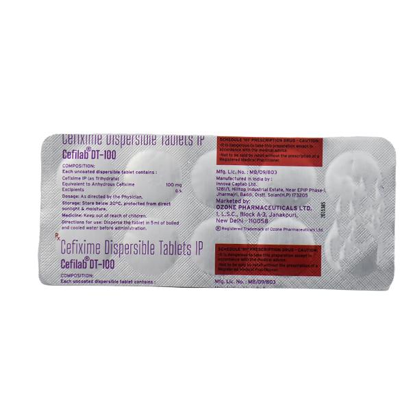 Cefilab DT 100mg Tablet 10'S : Price, Uses, Side Effects | Netmeds