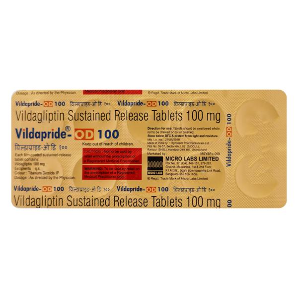 VILDAPRIDE OD 100 Tablet 10's : Price, Uses, Side Effects | Netmeds