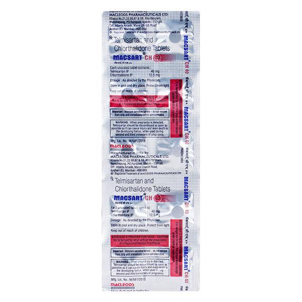 Macsart CH 40mg Tablet 10'S : Price, Uses, Side Effects | Netmeds