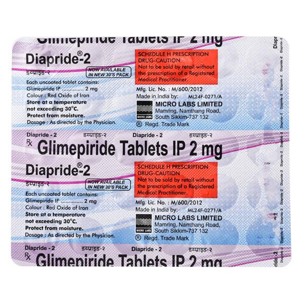 DIAPRIDE 2mg Tablet 30's : Price, Uses, Side Effects | Netmeds