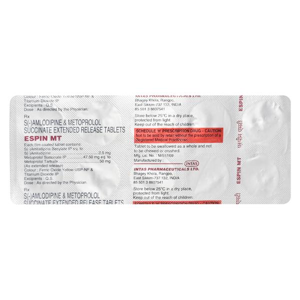 Espin MT Tablet 10'S : Price, Uses, Side Effects | Netmeds