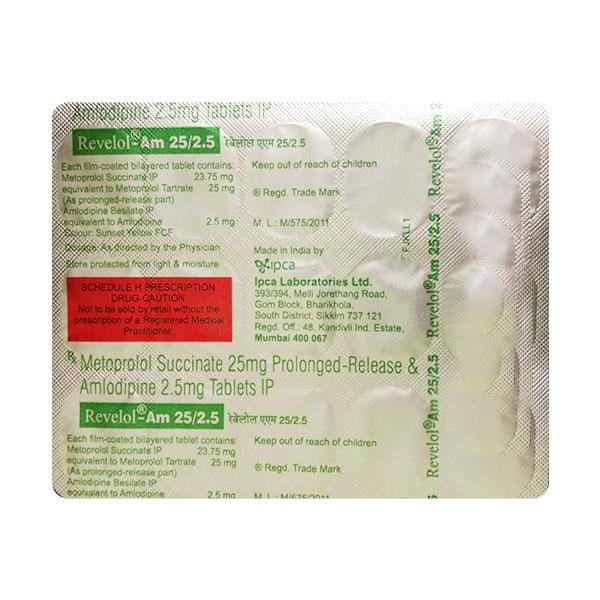 Revelol AM 25/2.5mg Tablet 15'S : Price, Uses, Side Effects | Netmeds