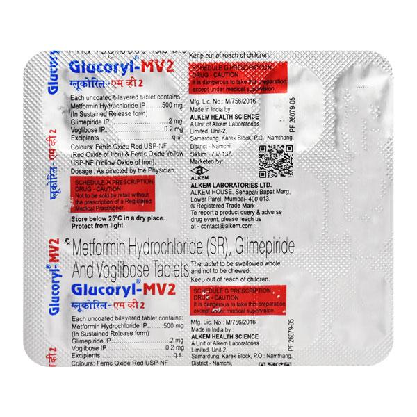 Glucoryl MV 2 Tablet 15'S Price, Uses, Side effects, Substitutes | Netmeds
