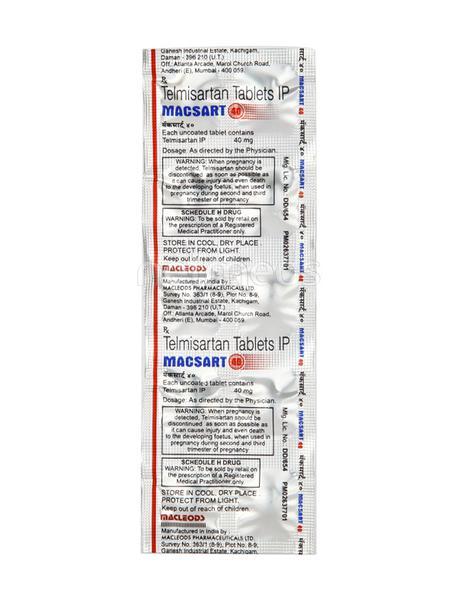 Macsart 40mg Tablet 10'S : Price, Uses, Side Effects | Netmeds