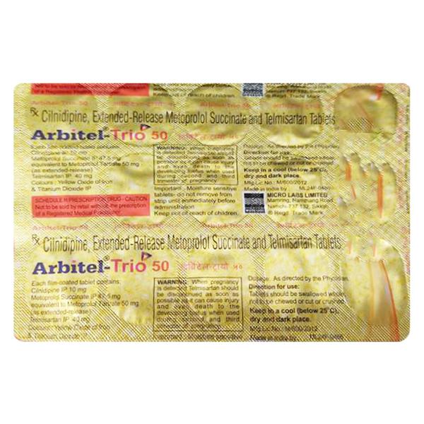 ARBITEL TRIO 50 Tablet 15's Price, Uses, Side effects, Substitutes ...