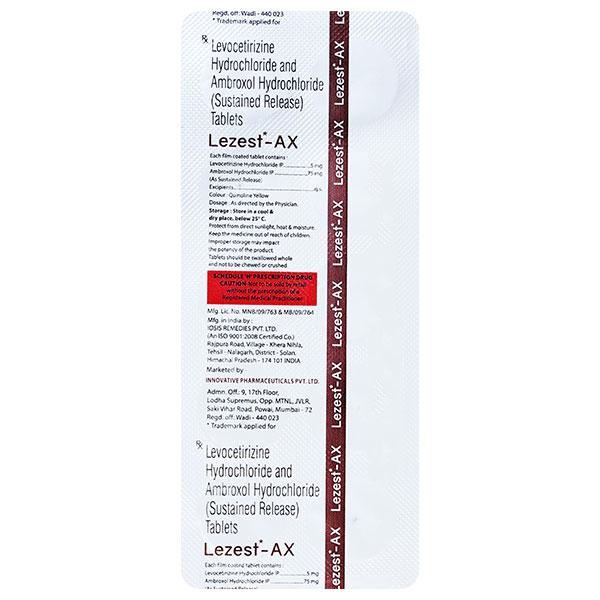 LEZEST AX Tablet 10's Price, Uses, Side effects, Substitutes | Netmeds