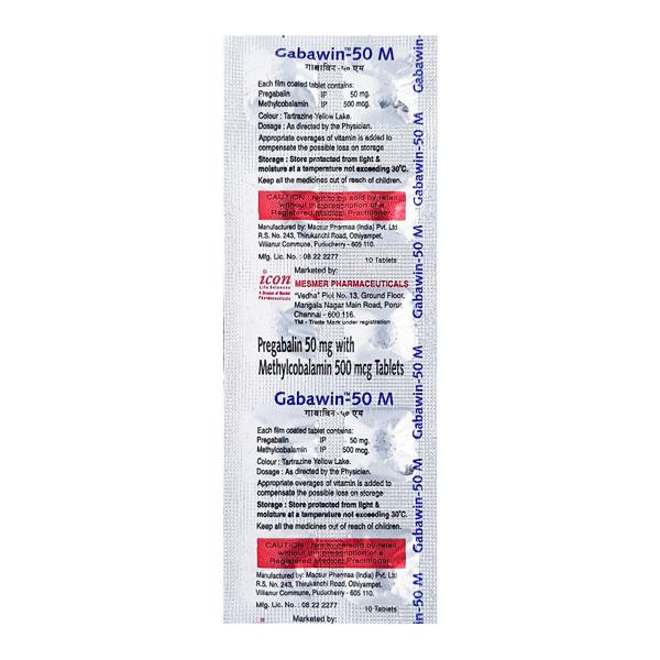 Gabawin M 50mg Tablet 10'S : Uses, Side Effects, Price | Netmeds