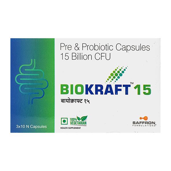 BIOKRAFT 15 Capsule 10's : Price, Uses, Side Effects | Netmeds