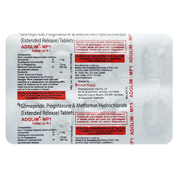 ADGLIM MP1 TABLET 10'S : Price, Uses, Side Effects | Netmeds