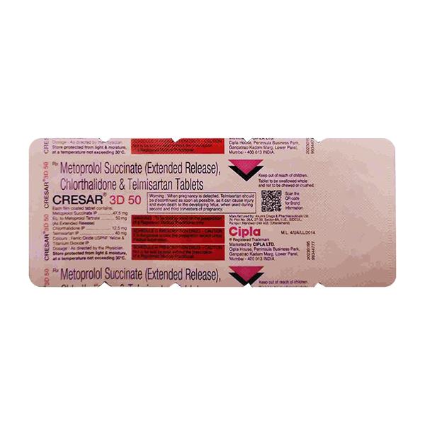 CRESAR 3D 50 Tablet 10's Price, Uses, Side effects, Substitutes | Netmeds