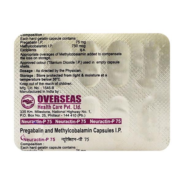 NEURACTIN P 75MG CAPSULE 10'S Price, Uses, Side effects, Substitutes ...
