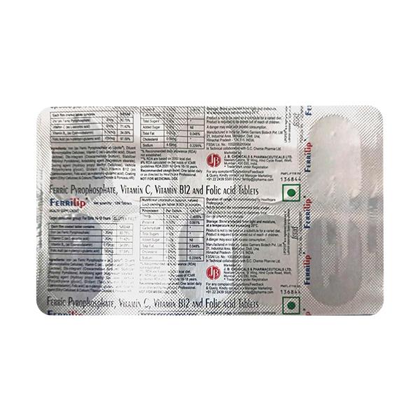 Buy FERRILIP GLUTEN FREE Tablet 10's Online | Netmeds