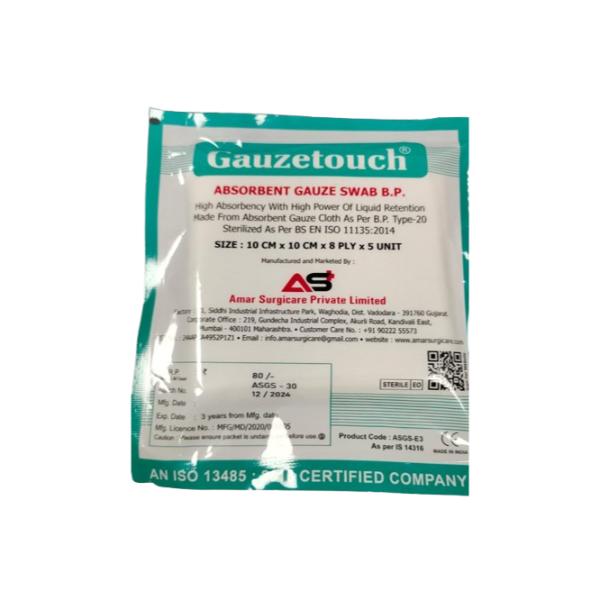 Gauzetouch Absorbent Swab Cloth (10cm X 10cm X 8Ply) 5's