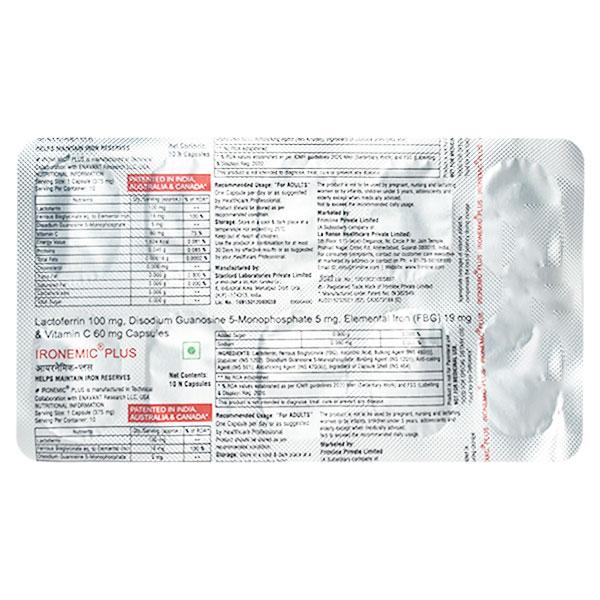Buy IRONEMIC PLUS Capsule 10's Online at Upto 25% OFF | Netmeds