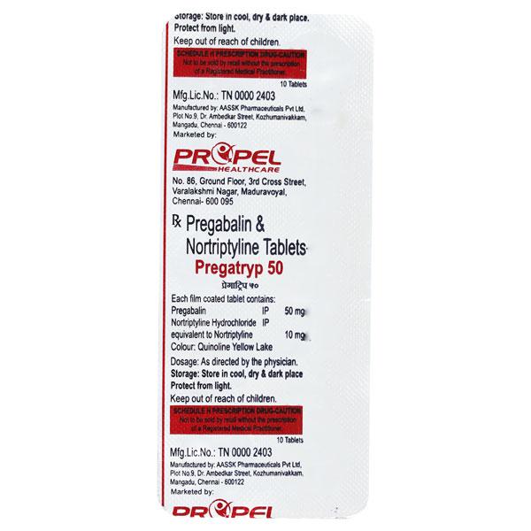 PREGATRYP 50 Tablet 10's Price, Uses, Side effects, Substitutes | Netmeds