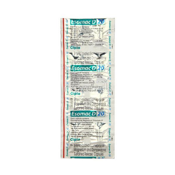 Buy Esomac D 20mg Capsule 10'S Online at Upto 25% OFF | Netmeds