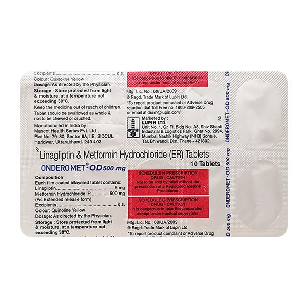 ONDERO MET OD 500mg Tablet 10's Price, Uses, Side effects, Substitutes ...