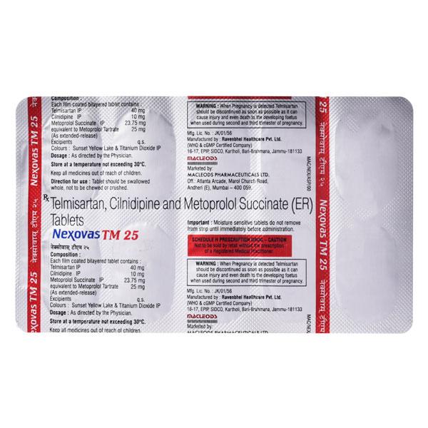 Buy NEXOVAS TM 25 Tablet 10's Online at Upto 25% OFF | Netmeds