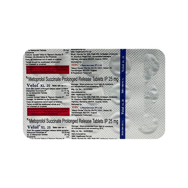 Velol XL 25 Tablet 15's Price, Uses, Side effects | Netmeds