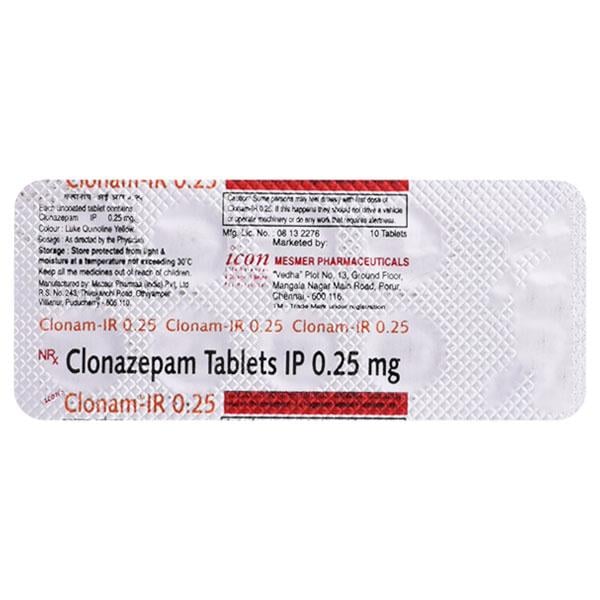 Clonam IR 0.25mg Tablet 10'S - Price, Uses, Side Effects, and ...