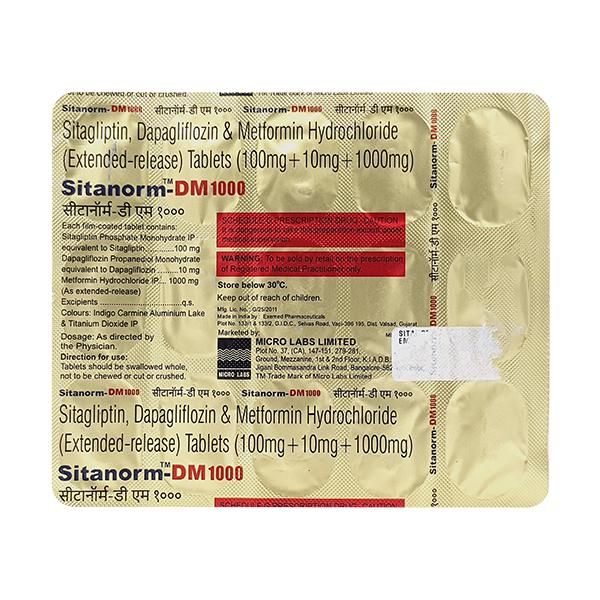 SITANORM DM 1000 Tablet 15's Price, Uses, Side effects, Substitutes ...