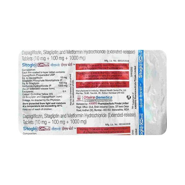 Buy SITAGLO DM FORTE Tablet 10's Online | Netmeds