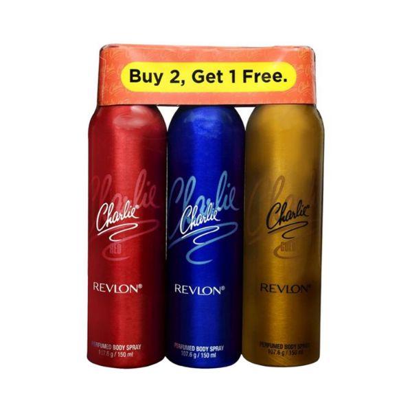 Buy Revlon Perfumed Body Spray Combo Pack 2+1 (CHARLIE Red+ Blue+ GOLD ...