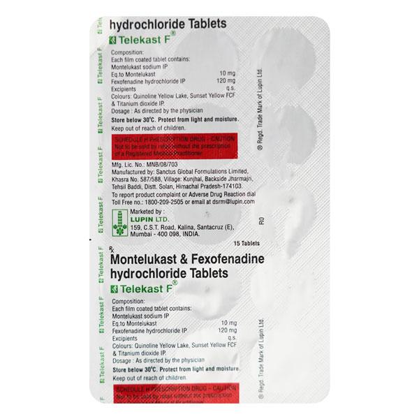 Buy TELEKAST F Tablet 15's Online at Upto 25% OFF | Netmeds