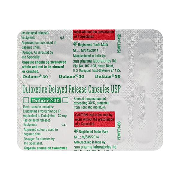 Dulane 30mg Capsule 10'S : Price, Uses, Side Effects | Netmeds