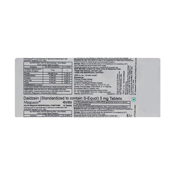 Buy MIRAPAUSE 5 Tablet 10's Online at Upto 25% OFF | Netmeds