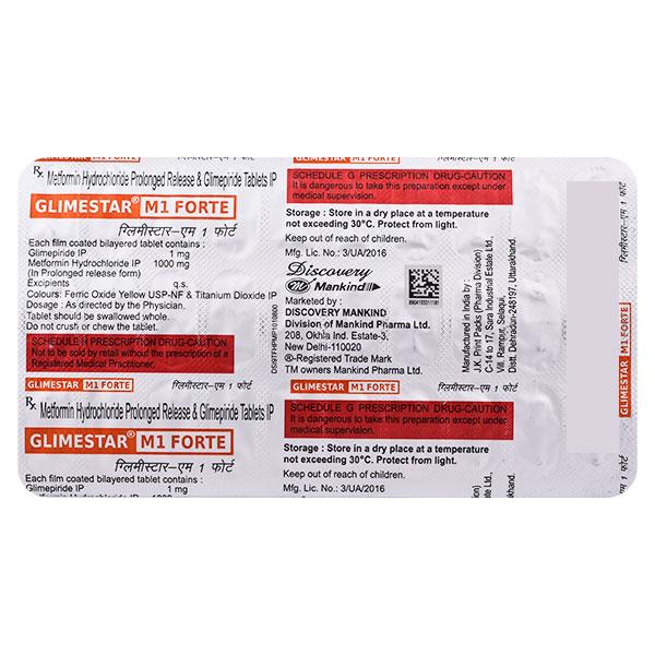 Glimestar M1 Forte Tablet 30'S : Price, Uses, Side Effects | Netmeds