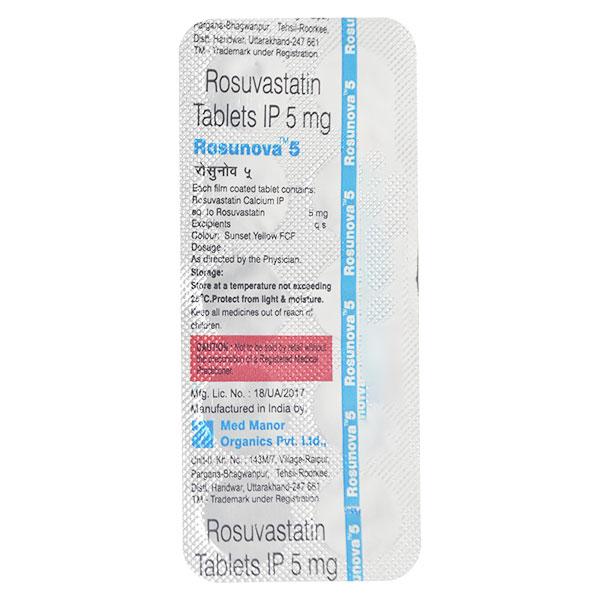 ROSUNOVA 5MG TABLET 10'S Price, Uses, Side effects, Substitutes | Netmeds