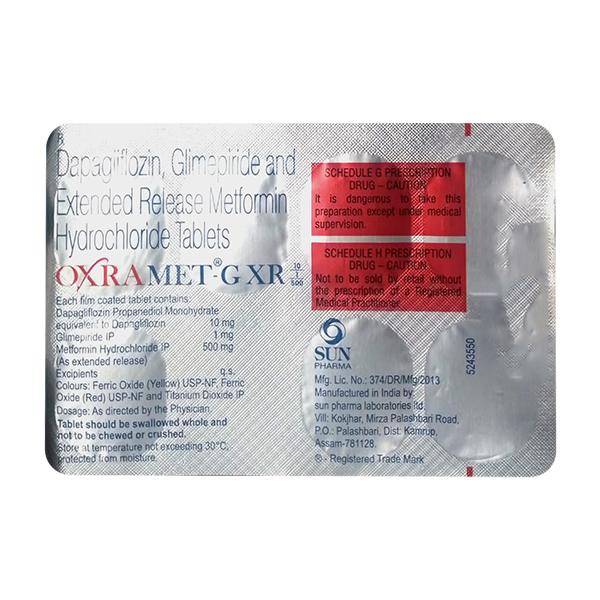 OXRAMET G XR 10/1/500 Tablet 7's Price, Uses, Side effects, Substitutes ...