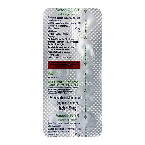 Vasodil SR 30mg Tablet 10'S Price, Uses, Side effects, Substitutes ...