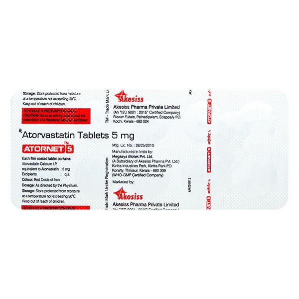 ATORNET 5mg Tablet 10's Price, Uses, Side effects, Substitutes | Netmeds