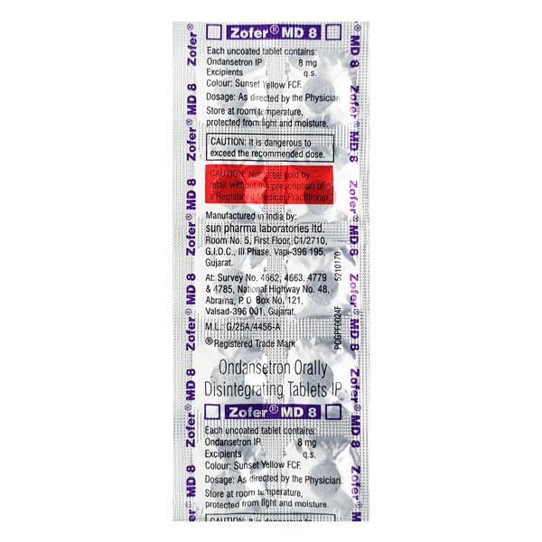 Zofer MD 8mg Tablet 10'S : Price, Uses, Side Effects | Netmeds