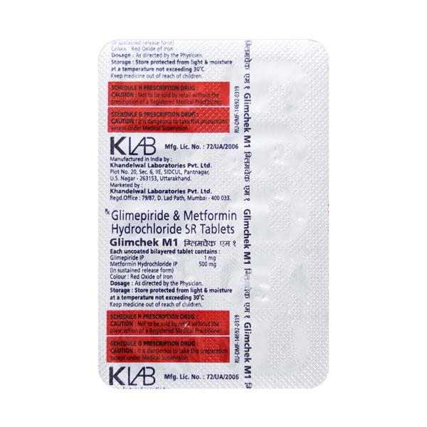 Glimchek M1 Tablet 10'S : Price, Uses, Side Effects | Netmeds