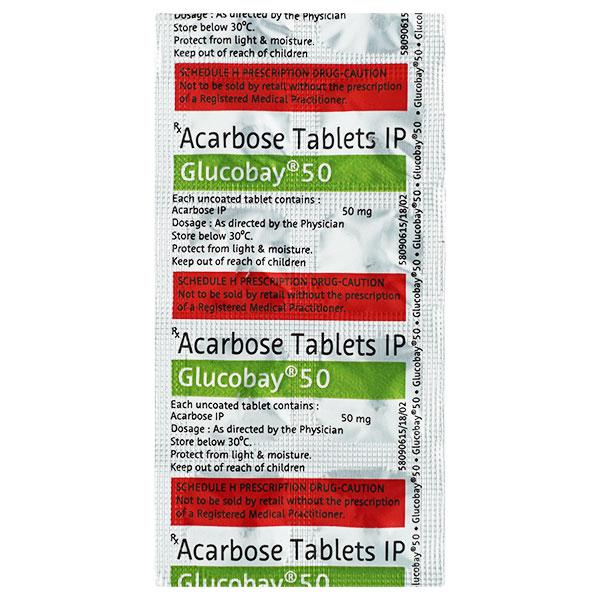 Glucobay 50mg Tablet 10'S : Price, Uses, Side Effects | Netmeds