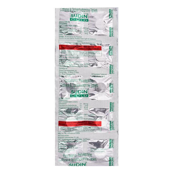 SUDIN COLD Tablet 10's Price, Uses, Side effects, Substitutes | Netmeds