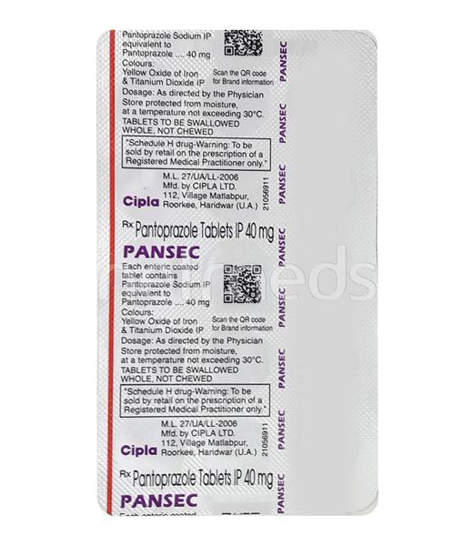 Buy Pansec 40mg Tablet 15'S Online at Upto 25% OFF | Netmeds