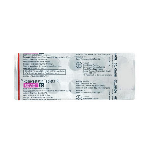 Rovio 20mg Tablet 10'S Price, Uses, Side effects, Substitutes | Netmeds