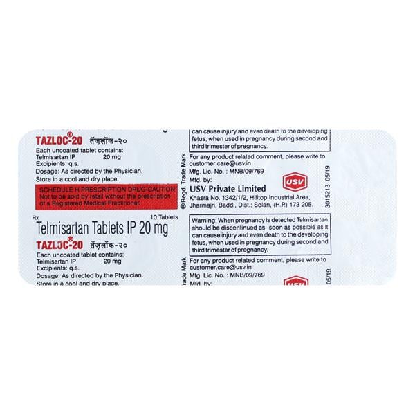 Tazloc 20mg Tablet 10'S : Price, Uses, Side Effects | Netmeds