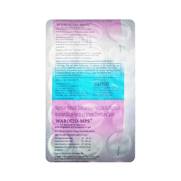 WAROCID MPS Tablet 15's Price, Uses, Side effects, Substitutes | Netmeds
