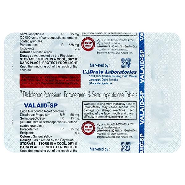VALAID SP Tablet 10's Price, Uses, Side effects, Substitutes | Netmeds