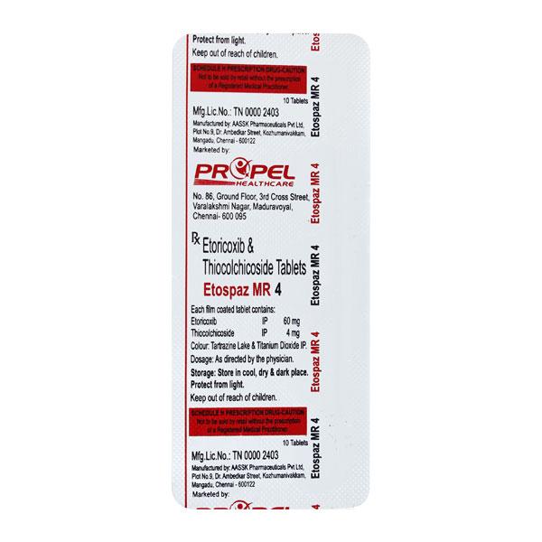 Buy ETOSPAZ MR 4 Tablet 10's Online at Upto 25% OFF | Netmeds