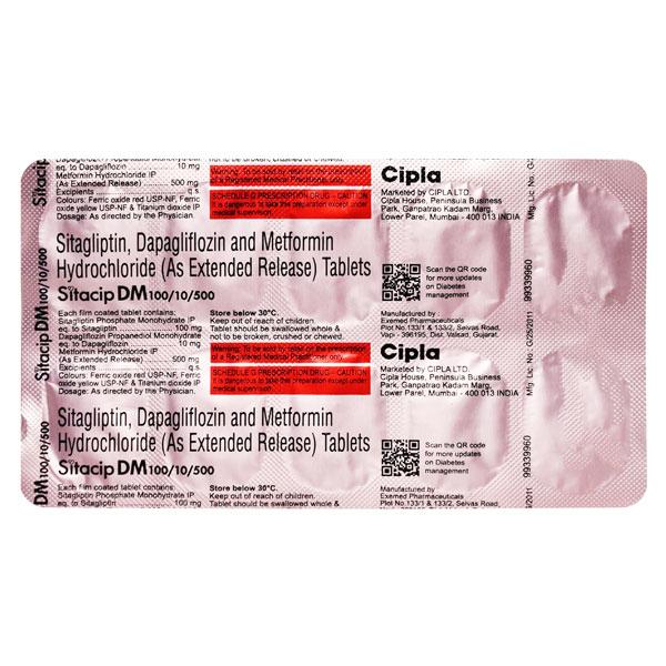 Buy SITACIP DM 10/100/500 Tablet 10's Online at Upto 25% OFF | Netmeds
