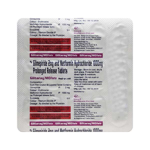 GLITARAY M2 FORTE Tablet 15's : Price, Uses, Side Effects | Netmeds