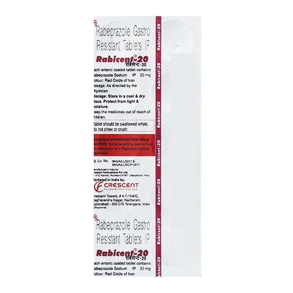 RABICENT 20mg Tablet 10's Price, Uses, Side effects, Substitutes | Netmeds