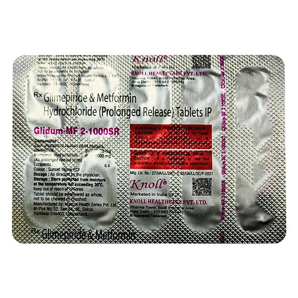 Buy GLIDUM MF 2 1000 SR Tablet 10's Online at Upto 25% OFF | Netmeds