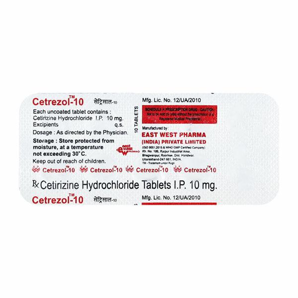 Buy Cetrezol 10mg Tablet 10'S Online at Upto 25% OFF | Netmeds